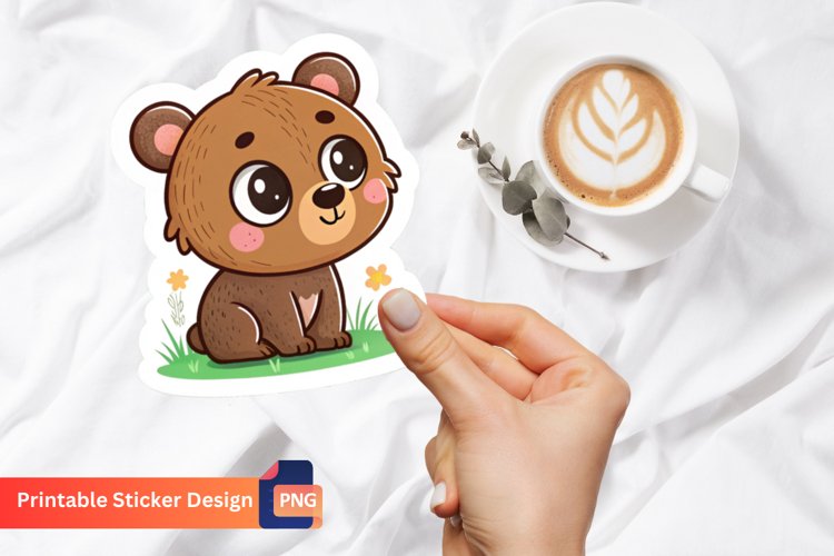 Cute Bear Sticker Design,Adorable Bear Sticker,Cute Bear Art