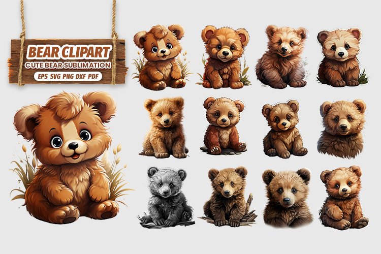 Cute Bear Sublimation Designs PNG SVG Clipart (2715789)