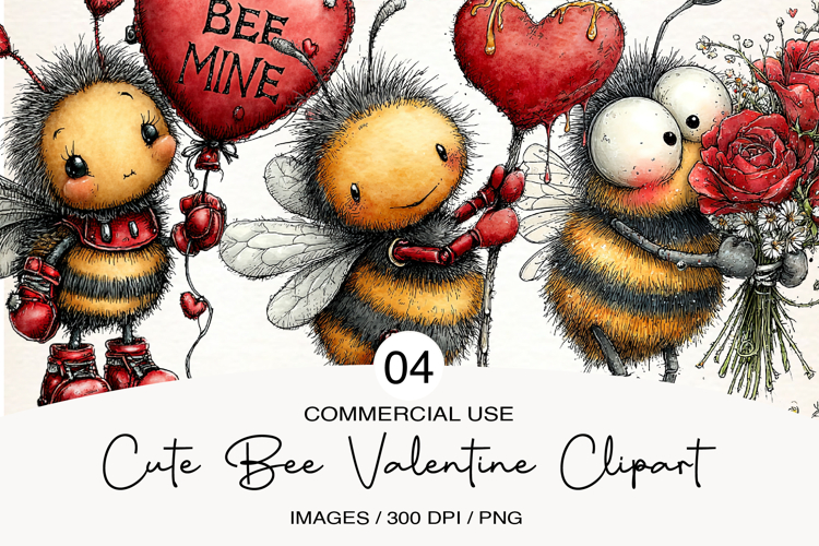 cute bee valentine Clipart