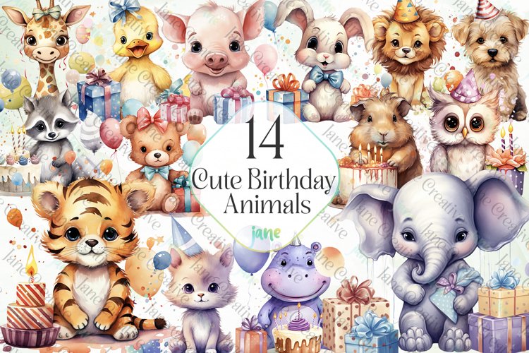 Cute Birthday Animals Sublimation