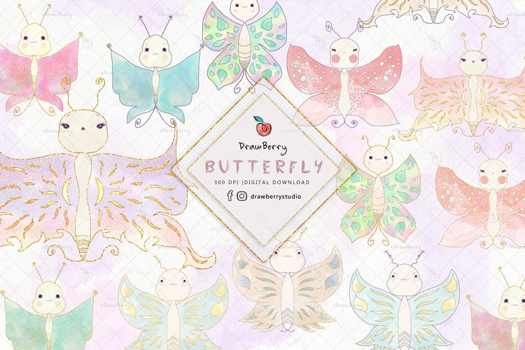 Doodle Butterflies Clipart, Cute Butterfly PNG