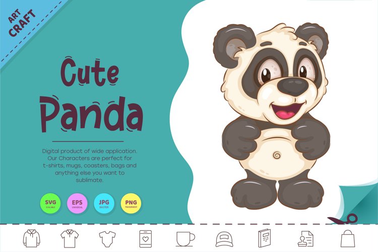 Cute Cartoon Panda. Clipart.