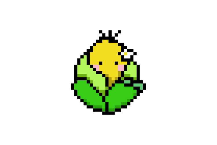 Cute corn character illustration pixel art design