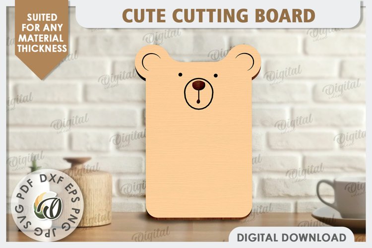 Cute Bear Cutting Board Laser Cut Design. Serving Board SVG