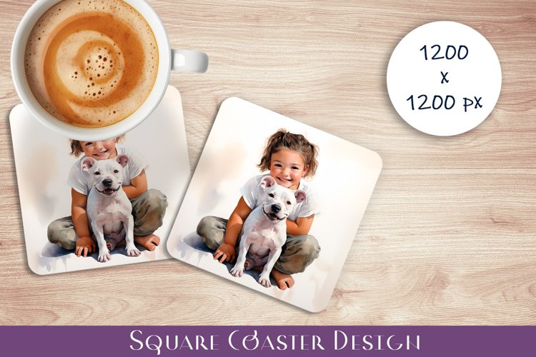 Cute dog Square Coaster Sublimation Design (4652265)