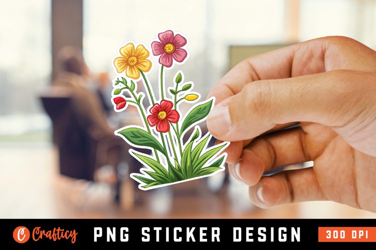 Cute Doodle flower Sticker,Flower Sticker,Decorative Sticker