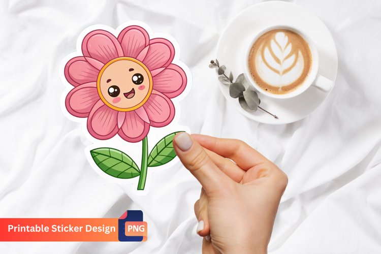 Cute Flower Sticker, Cute Botanical Sticker, Floral sticker