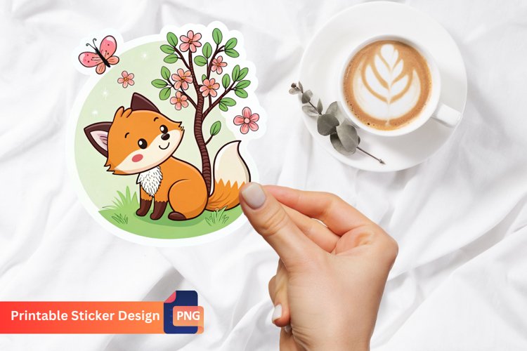 Cute fox stickers, Tree flowers, Butterfly stickers