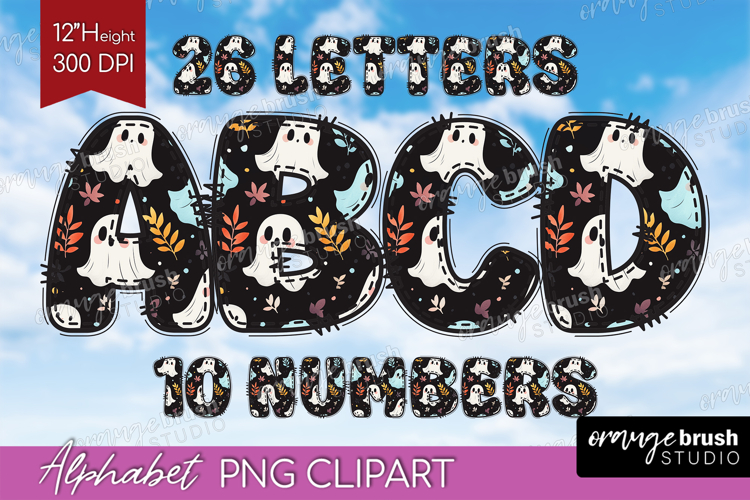 Cute Ghost Doodle Aphabet Clipart - Halloween (5810252)