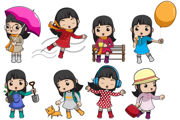 Cute girl mascot template_2