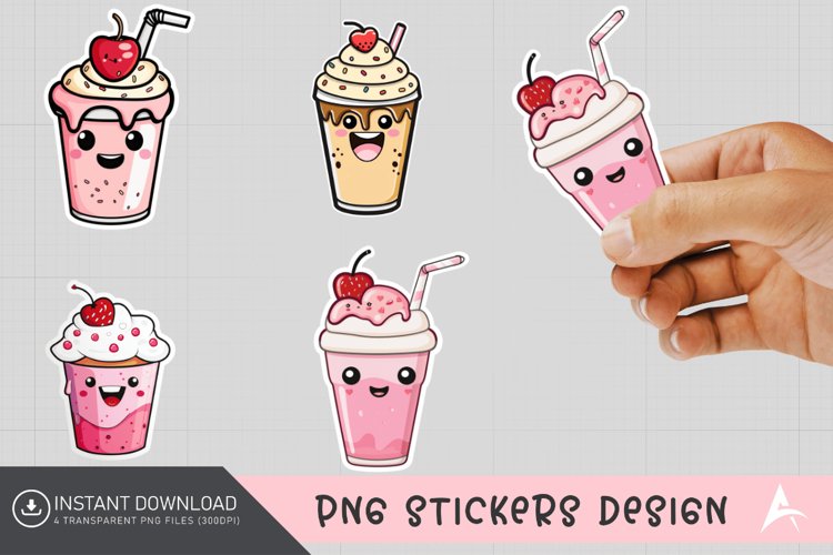Cute Milkshake Sticker Clipart,Kawaii Milkshake Sticker