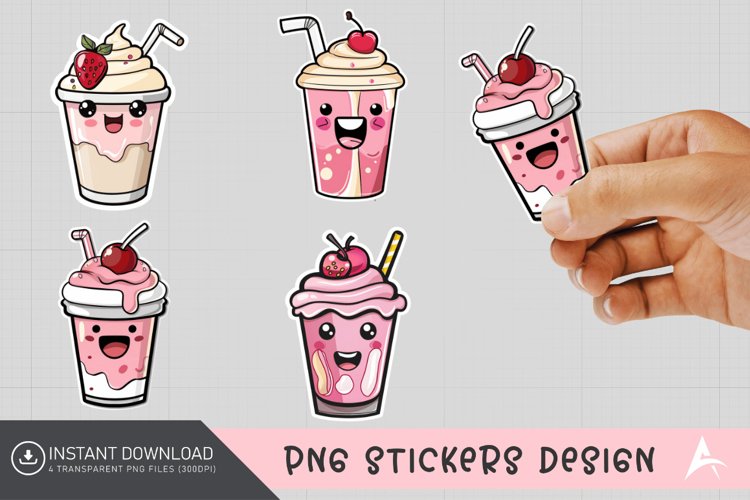 Cute Milkshake Sticker Clipart,Kawaii Milkshake Sticker