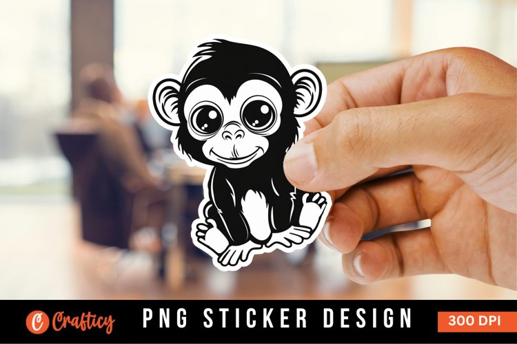 Cute Monkey Sticker Clipart,Printable sticker,Jungle animal