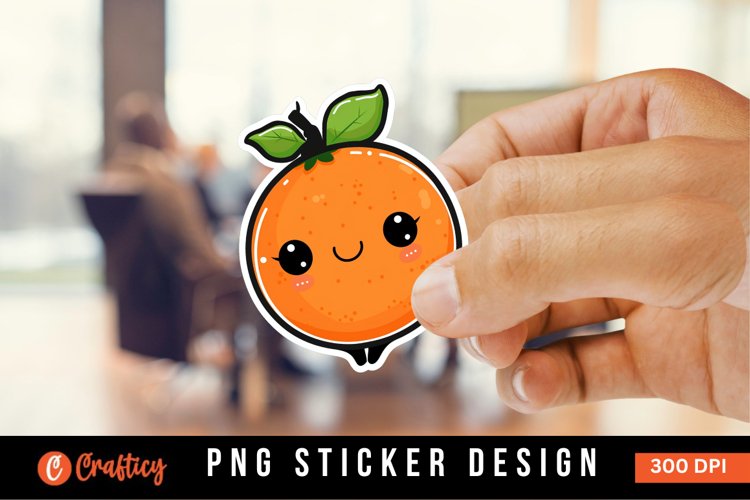Cute Orange Sticker Clipart,Kawaii sticker,Cartoon sticker