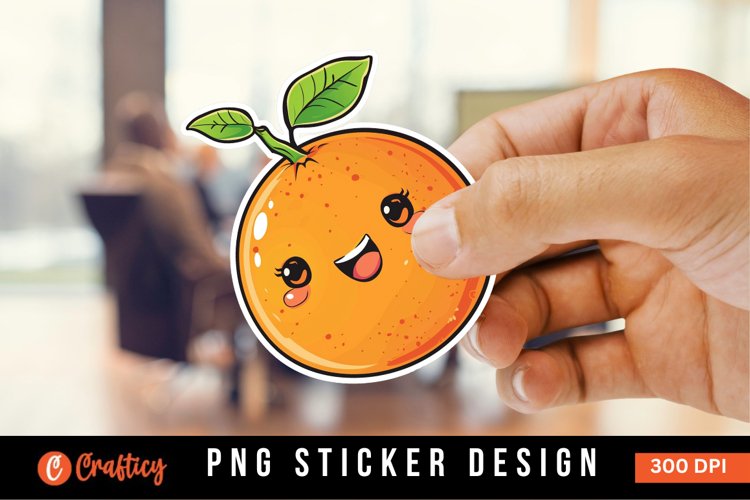 Cute Orange Sticker Clipart,Tropical fruit sticker,Cute food