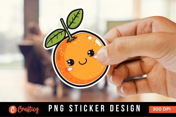 Cute Orange Sticker Clipart,Kawaii sticker,Cartoon sticker
