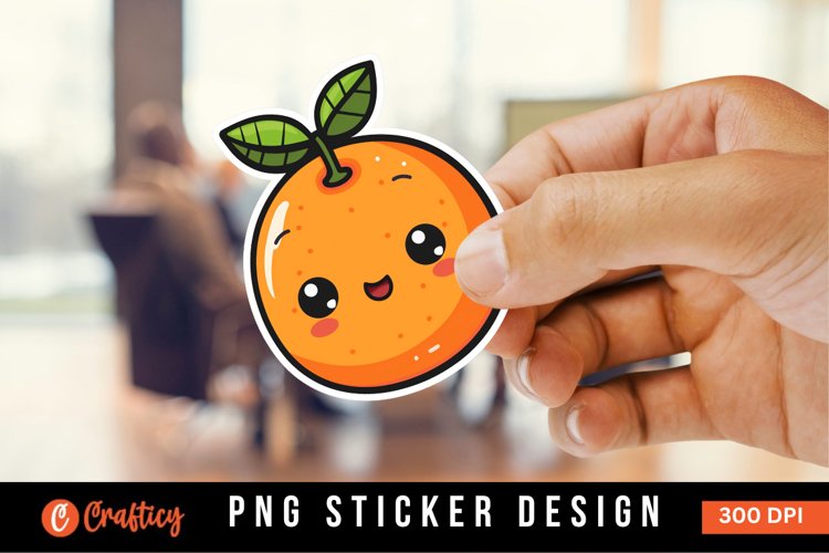 Cute Orange Sticker Clipart,Tropical fruit sticker,Cute food