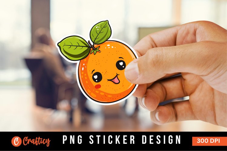 Cute Orange Sticker Clipart,Kawaii sticker,Cartoon sticker