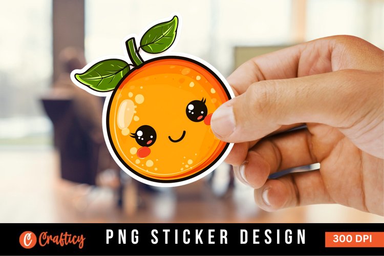 Cute Orange Sticker Clipart,Tropical fruit sticker,Cute food