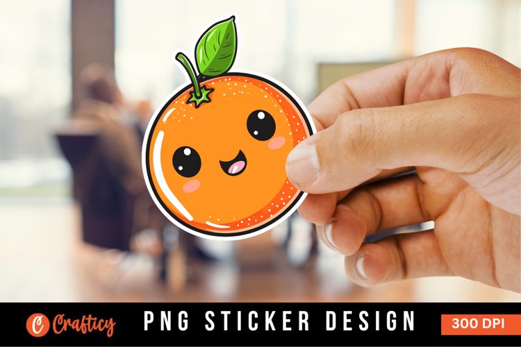 Cute Orange Sticker Clipart,Tropical fruit sticker,Cute food