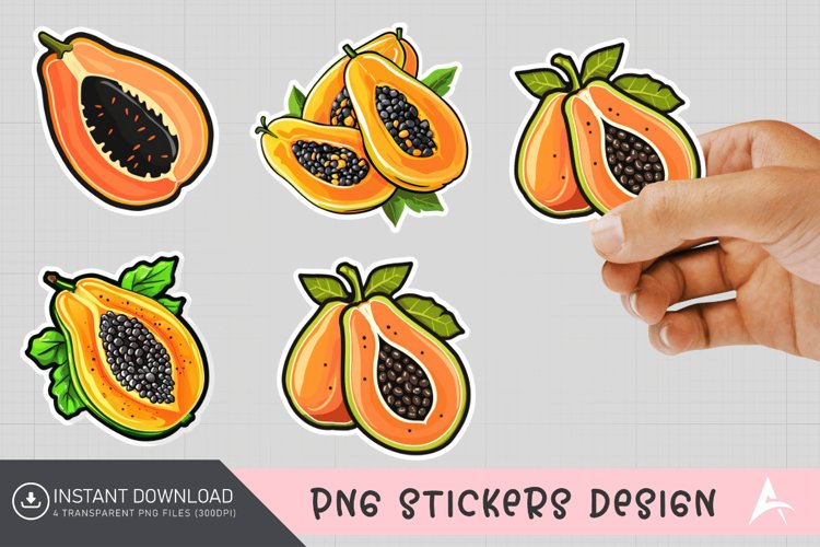 Cute Papaya Sticker,Tropical Fruit Scrapbooking Sticker