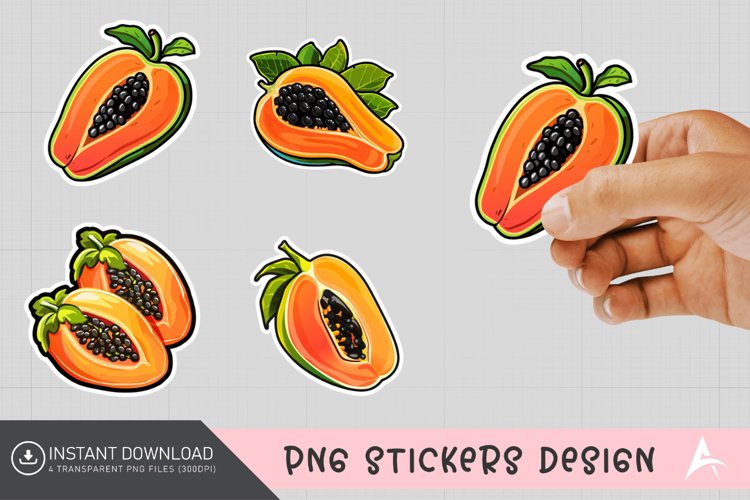 Cute Papaya Sticker,Tropical Fruit Scrapbooking Sticker