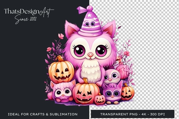 Watercolor Pink Halloween Clipart