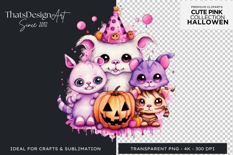 Watercolor Pink Halloween Clipart