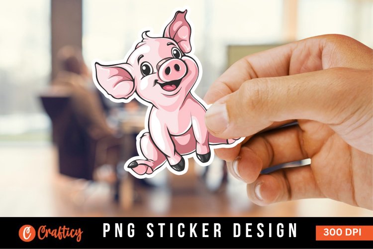 Cute printable Funny Pig Sticker,Cartoon pig sticker,Pig Art