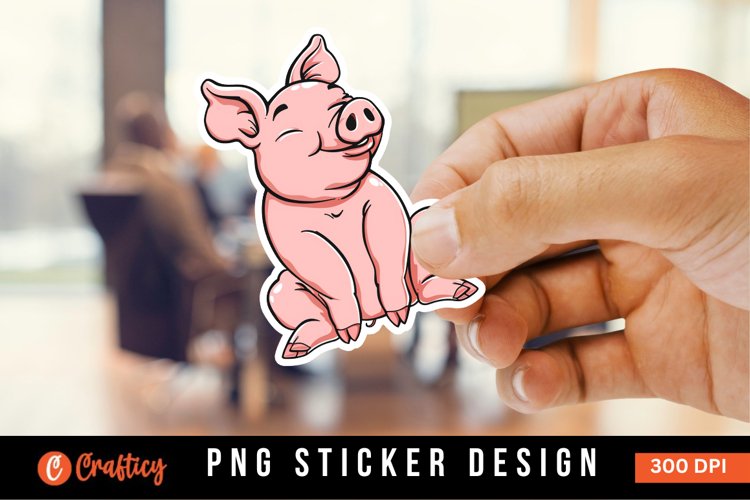 Cute printable Funny Pig Sticker,Cartoon pig sticker,Pig Art