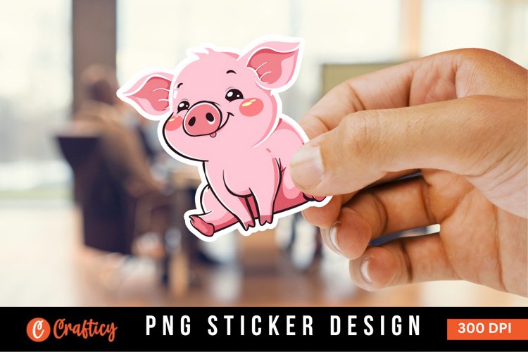 Cute printable Funny Pig Sticker,Cute farm animal Sticker