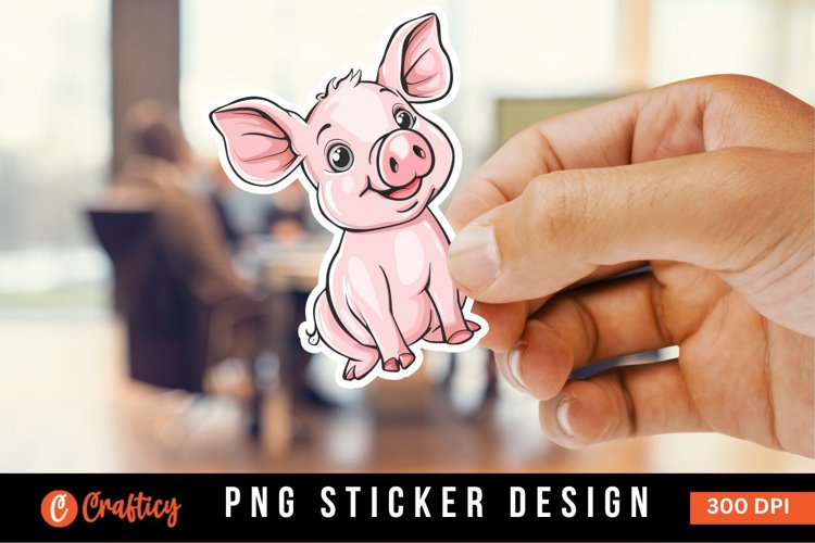 Cute printable Funny Pig Sticker,Cartoon pig sticker,Pig Art