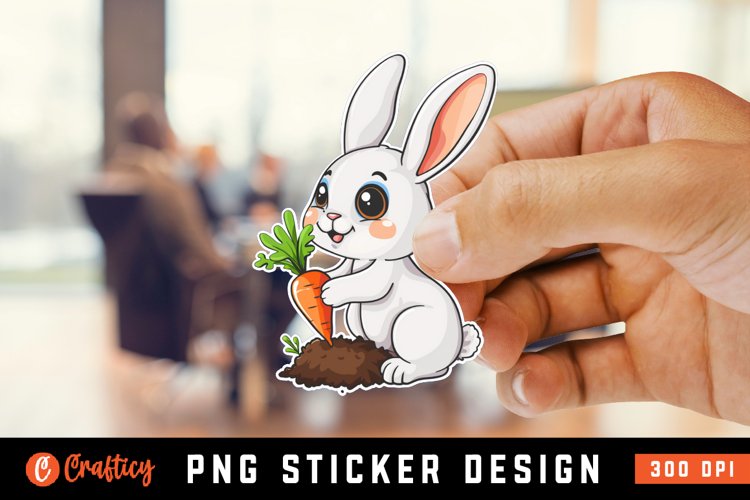 Cute rabbit Sticker,Carrot Bunny Sticker,Pet Rabbit Sticker