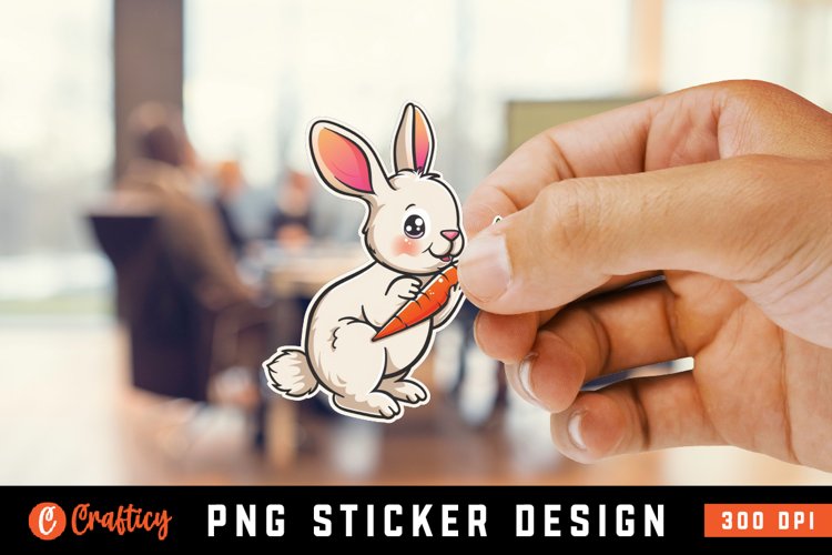 Cute rabbit Sticker,Carrot Bunny Sticker,Pet Rabbit Sticker
