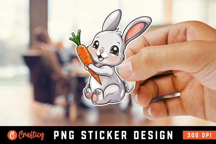 Cute rabbit Sticker,Carrot Bunny Sticker,Pet Rabbit Sticker