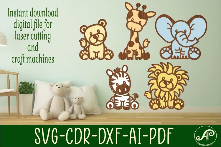 Safari animals two layer laser cut SVG files