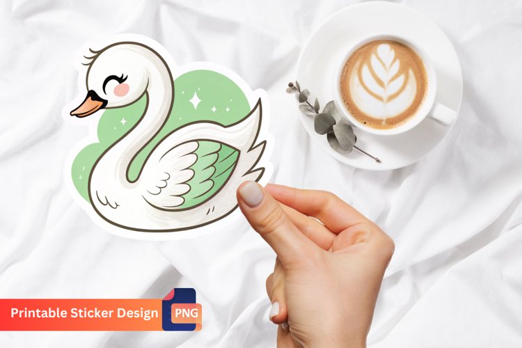 Cute Swan Sticker, Swan Illustration, Cute Bird Sticker