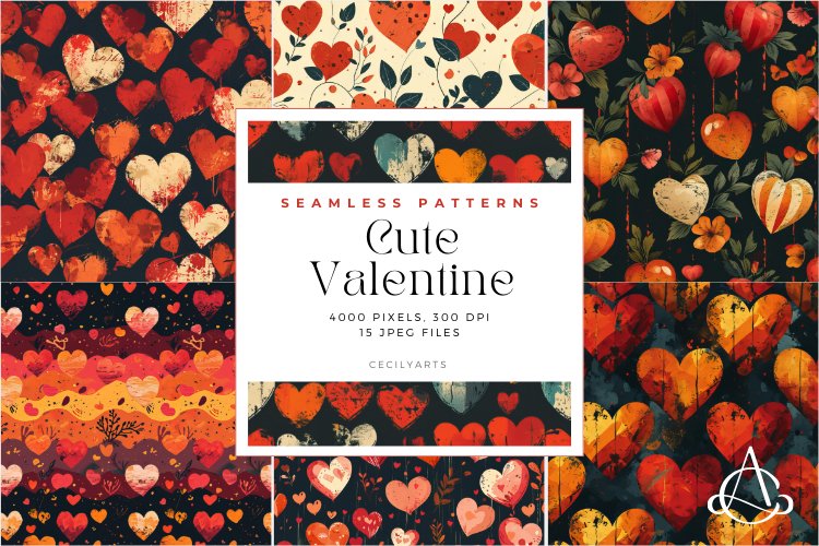 15 Cute Valentine Seamless Patterns