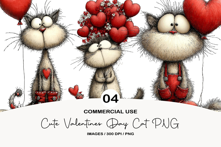 Cute Valentines Day Cat PNG (6448625)