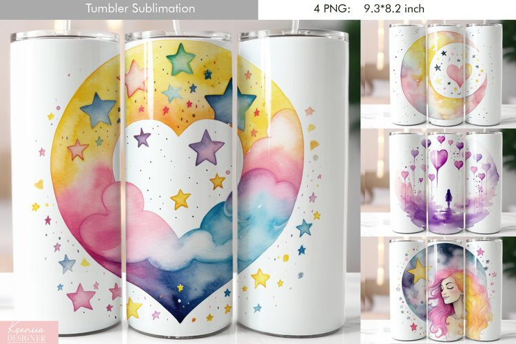 Cute Pastel Watercolor Tumbler Design (3811229)
