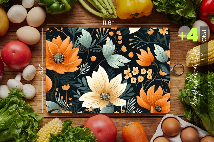 Orange Flowers Cutting Board Design - 04 (4630476)