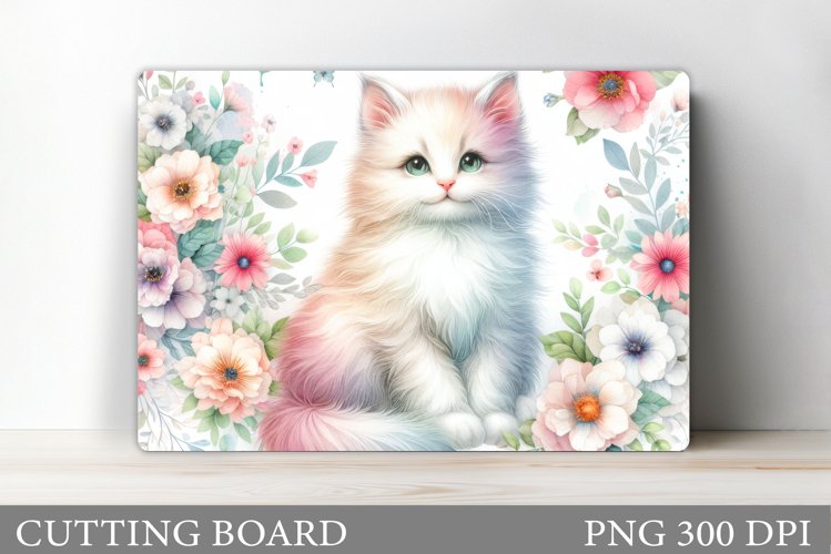 Cute Cat Cutting Board. Cat Flowers Cutting Board (5154377)