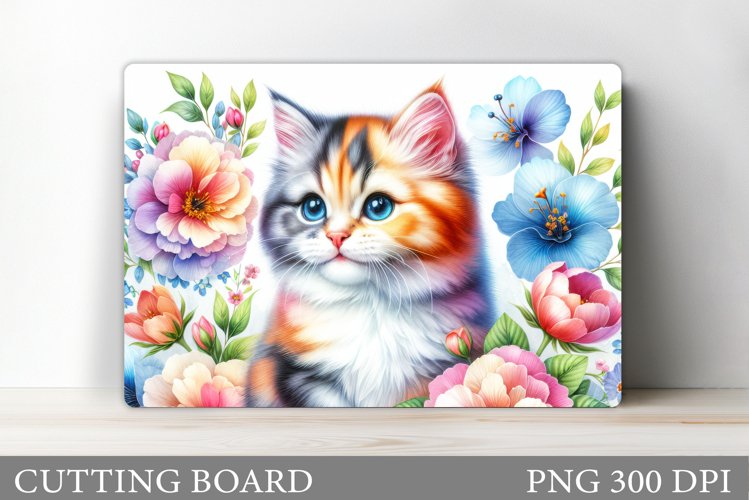 Cute Cat Cutting Board. Cat Flowers Cutting Board (5138376)