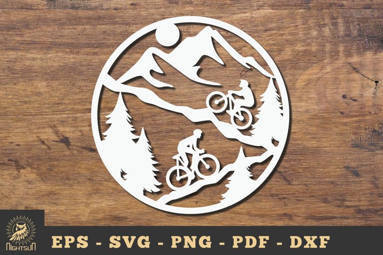 Cycling in the Forest Papercut SVG