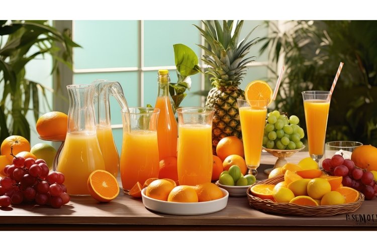 buffet table juice drink brunch ai generated