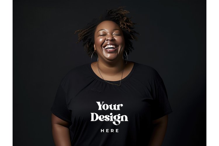 Plus Size Woman Long-Sleeve Tee Mockup Model Blank (2979691)