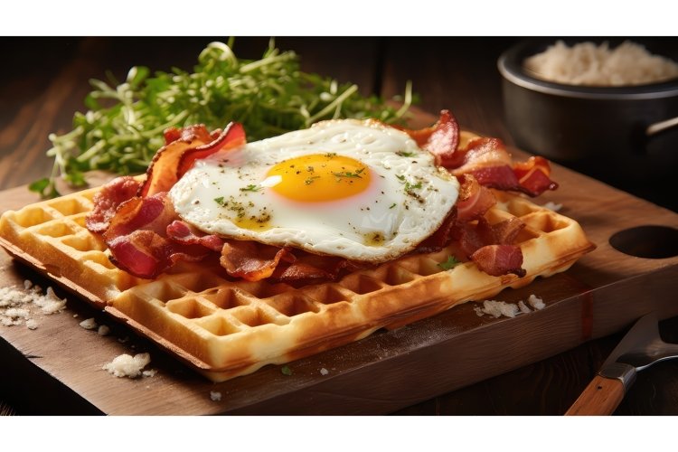 crispy square waffle food ai generated