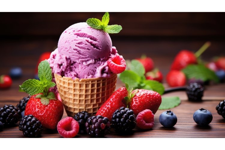 rasp berry ice cream ai generated