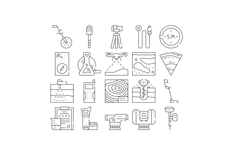 Geodesy Equipment Collection Icons Set Vector (4454415)