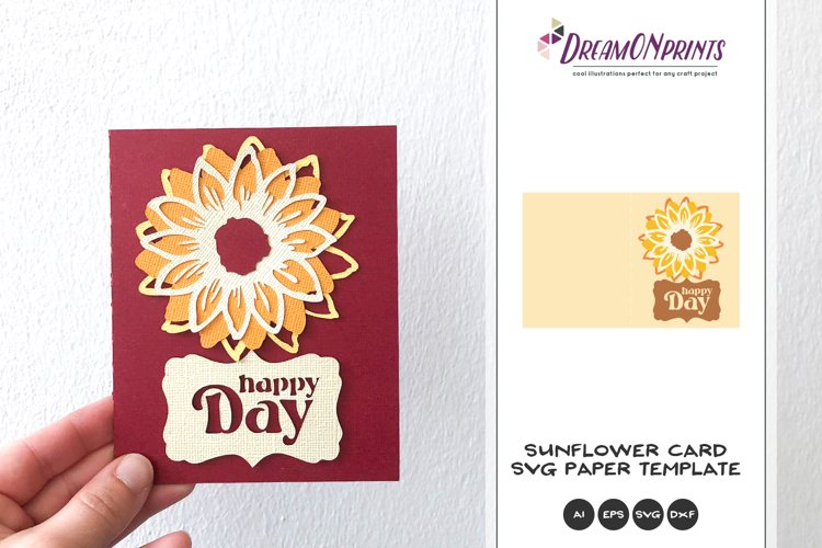Sunflower Card SVG Template | Happy Day